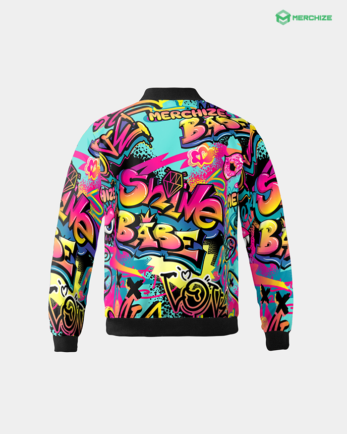 All-over Print Fleece Bomber Jacket - Print On Demand