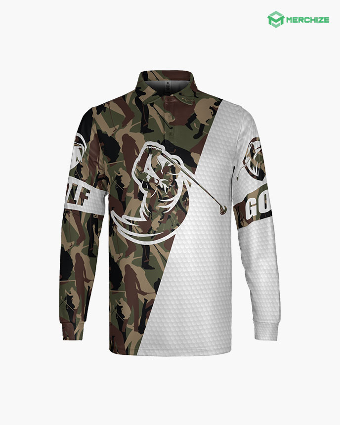 All-over Print Men's Long Sleeve Polo Shirt (Midweight) - Print On Demand