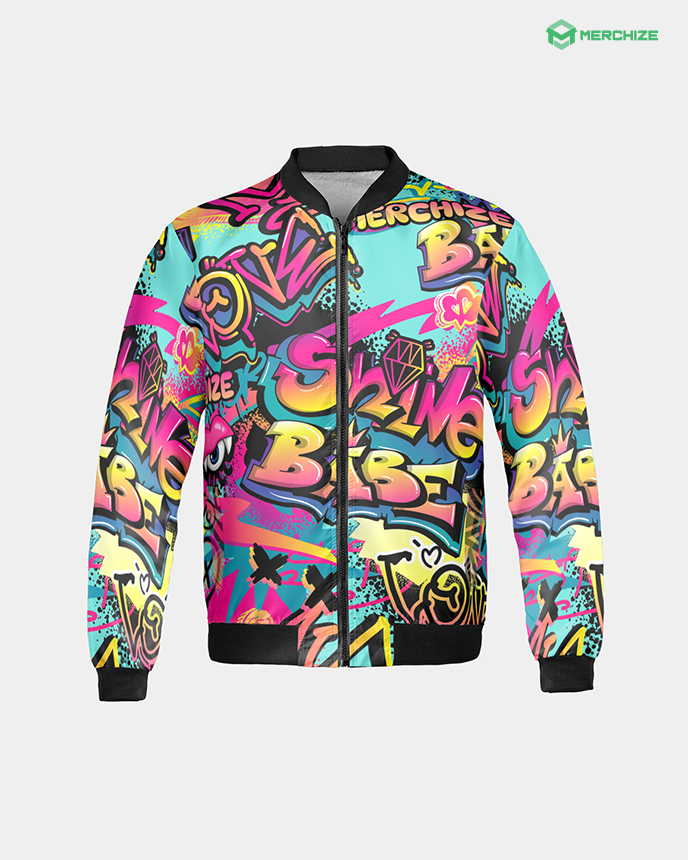 All-over Print Fleece Bomber Jacket - Print On Demand