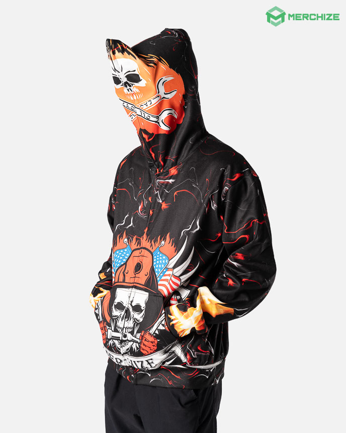 All-over Print Full Zip Up Hoodie (Midweight) - Print on demand | Merchize